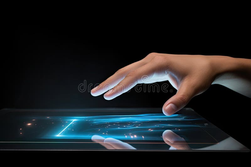 Hand Touching Touch Screen of High Tech Device Stock Illustration ...