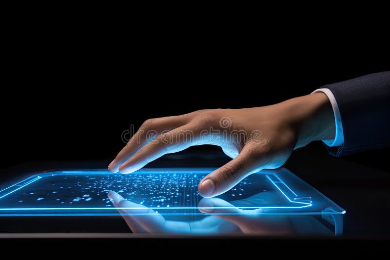 Hand Touching Touch Screen of High Tech Device Stock Illustration ...