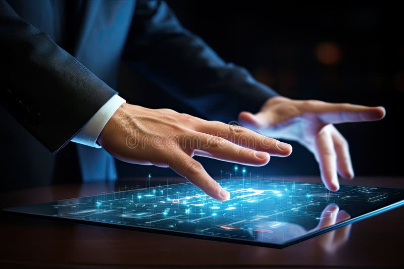 Hand Touching Touch Screen of High Tech Device Stock Illustration ...