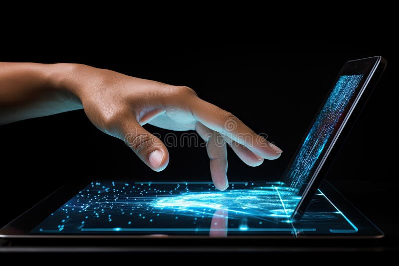 Hand Touching Touch Screen of High Tech Device Stock Illustration ...