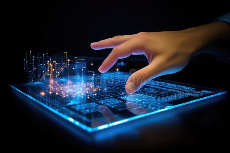 Hand Touching Touch Screen of High Tech Device Stock Illustration ...