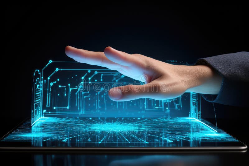 Hand Touching Touch Screen of High Tech Device Stock Illustration ...