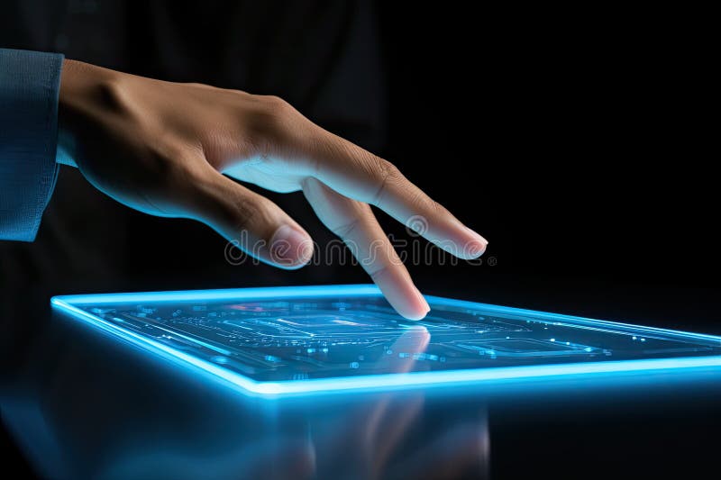 Hand Touching Touch Screen of High Tech Device Stock Illustration ...