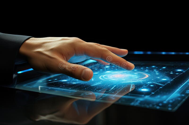 Hand Touching Touch Screen of High Tech Device Stock Illustration ...
