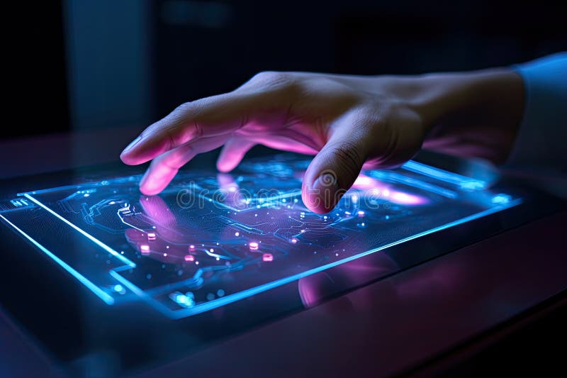 Hand Touching Touch Screen of High Tech Device Stock Illustration ...