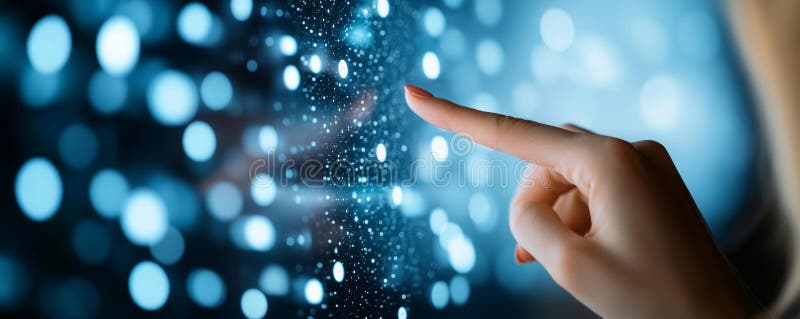 Hand Touching Transparent Digital Screen, Glowing Interface Revealing ...