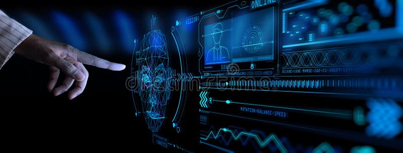 Hand Touching UI for Unlocking with Face Identification Stock ...