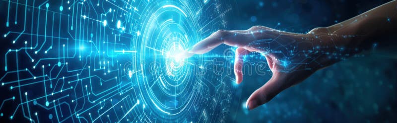 Hand Touching Virtual Screen with Digital Light Technology Concept ...