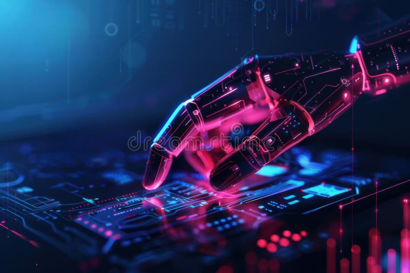 Hand Touching on Virtual Screen. Futuristic Technology and Innovation ...