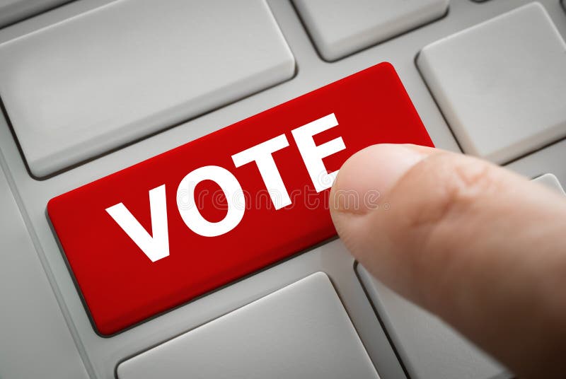 Hand Touching the Vote Button Stock Photo - Image of casting, election ...