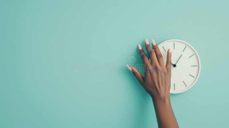 A Hand Touching a Wall Clock.AI Generated Image Stock Photo - Image of ...