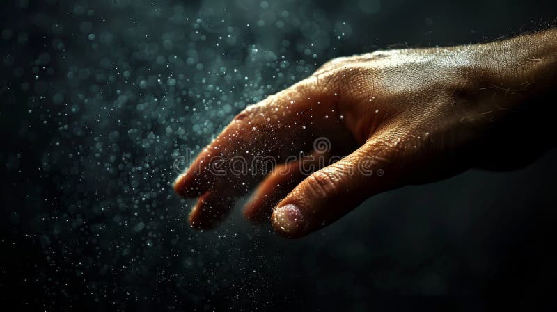 A Hand is Touching a Water Droplet on the Ground, AI Stock Image ...