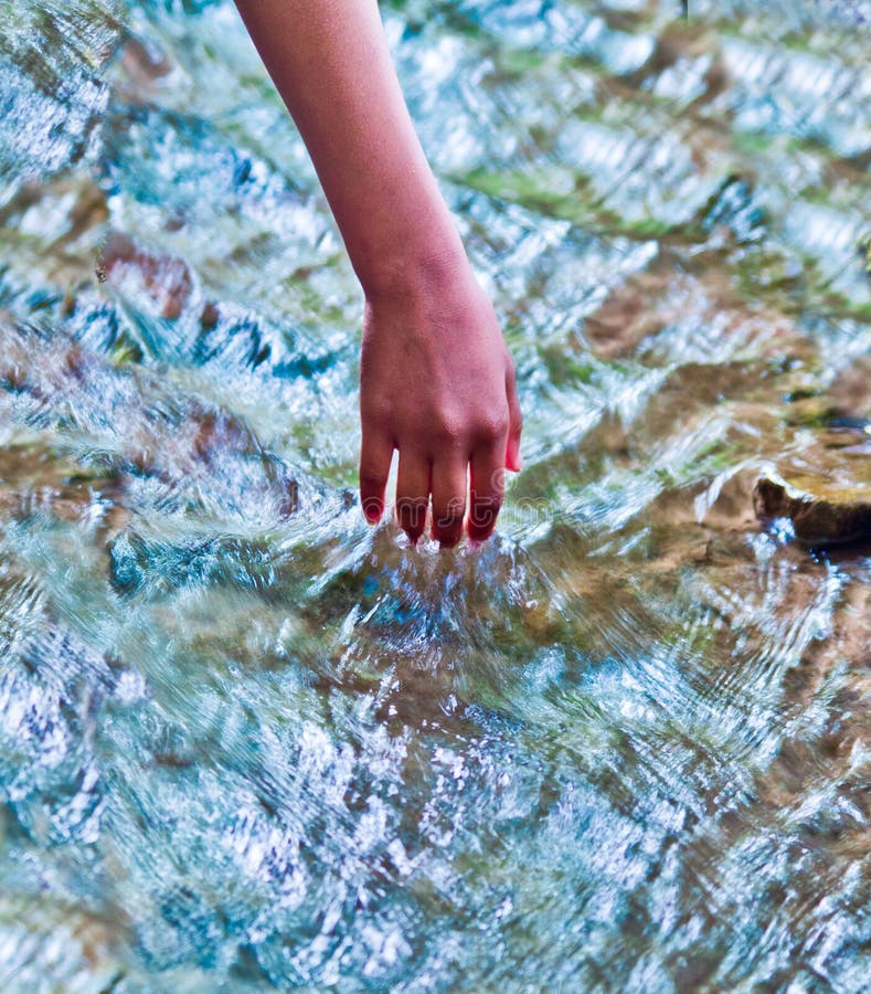 Hand Touching Water, Source of Life Stock Image - Image of health ...