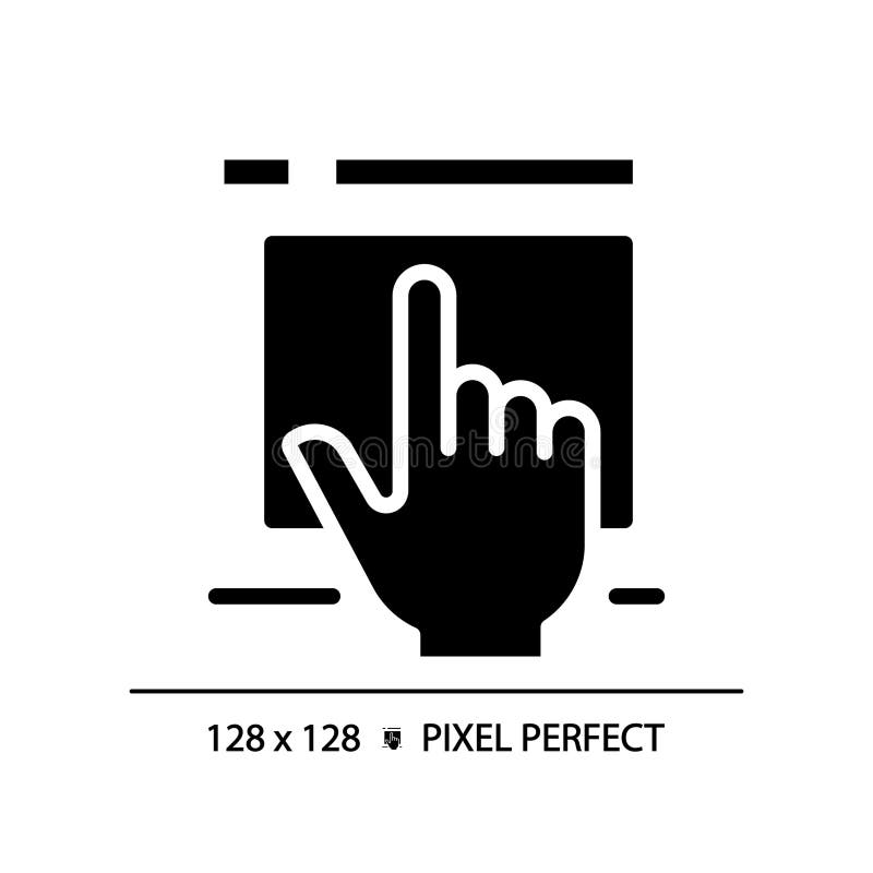 Hand with Touchpad Pixel Perfect Black Glyph Icon Stock Vector ...