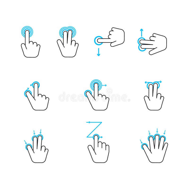 Hand Touchscreen Gestures Device Icon Set. Vector Stock Vector ...