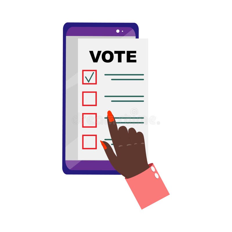 Hand on a Touchscreen Voting Device Marking a Choice, Representing ...