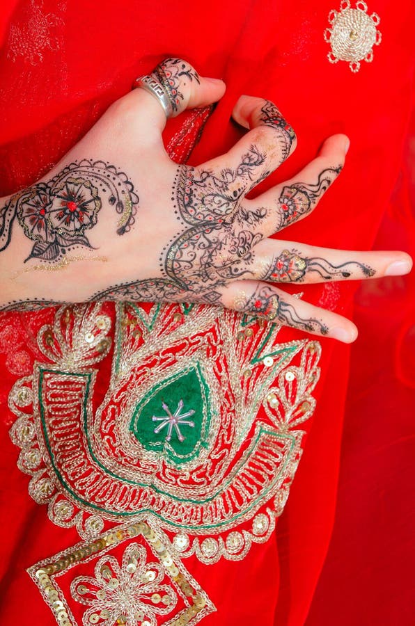Hand with Traditional Indian Ornament Stock Image - Image of finger ...