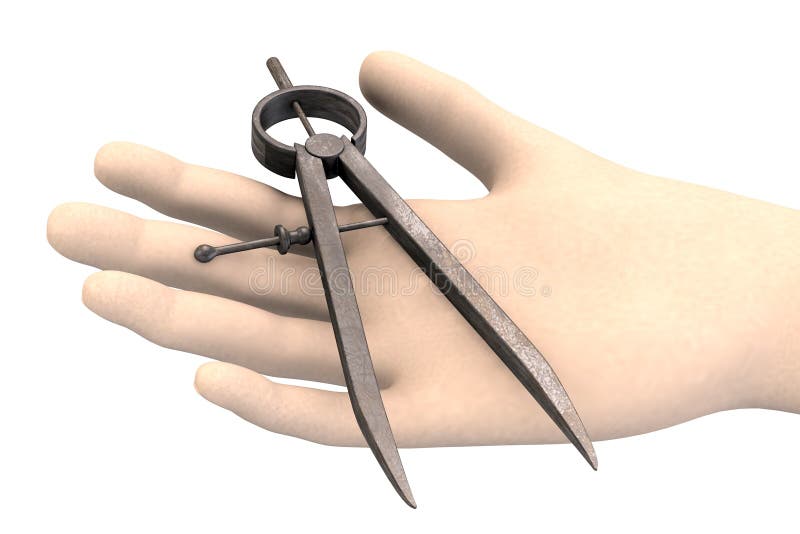 Hand with trammel stock illustration. Illustration of render - 24913062