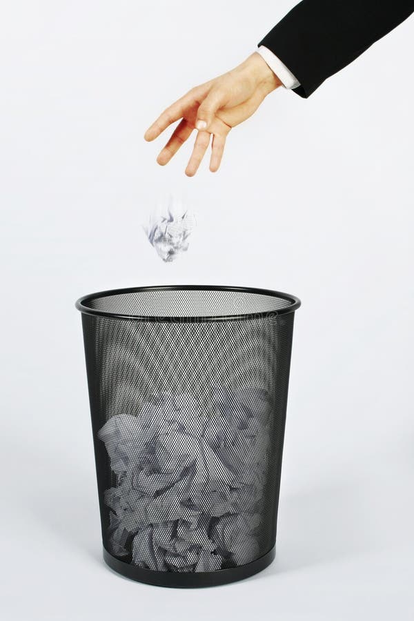 Hand Dropping Paper into Wastepaper Bin Stock Image - Image of human ...