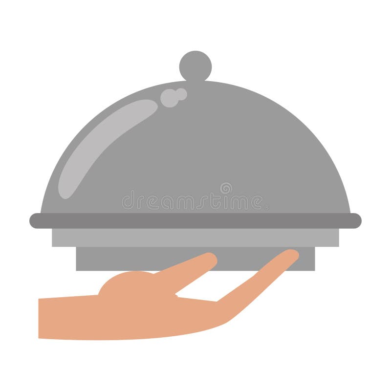 Catering Tray Waiter Service Food Thin Line Stock Vector - Illustration ...