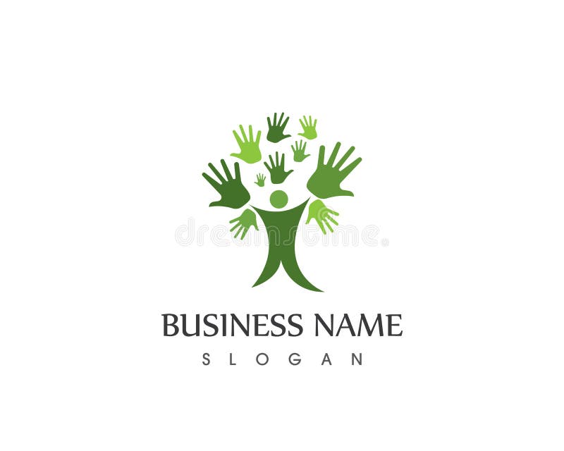 Hand Tree Logo Design Template Stock Vector - Illustration of helping ...