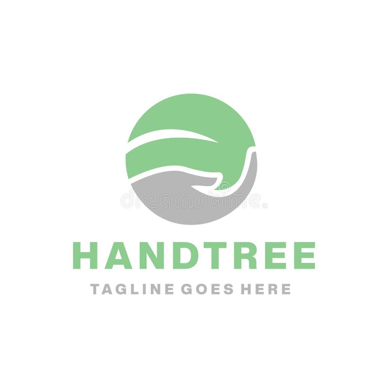 Hand Tree Logo Design Vector Illustration Natural Leaf Symbol Emblem ...