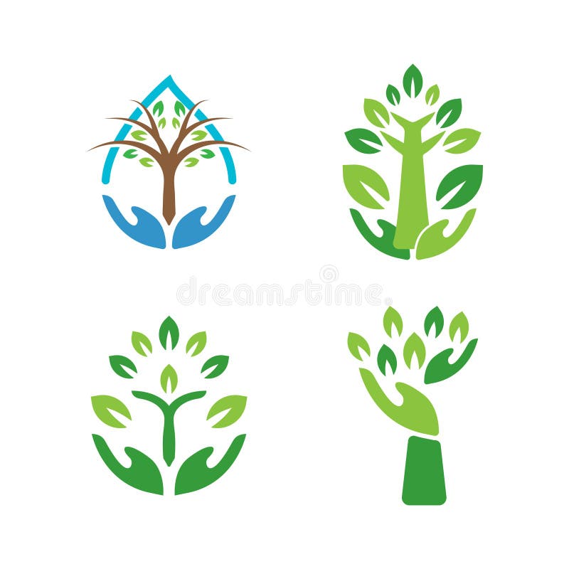 Hand Tree Logo Template Icon Stock Vector - Illustration of charity ...