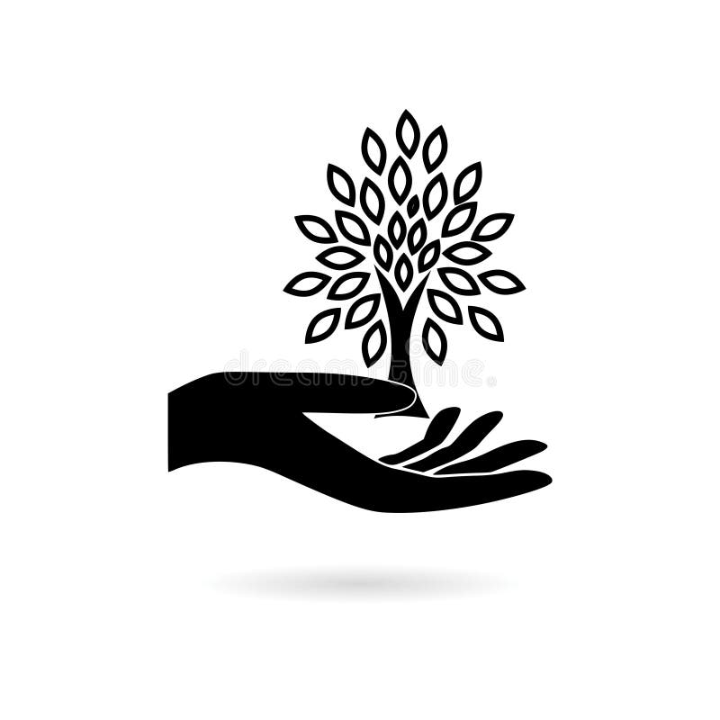 Hand with a Tree Symbol Icon Stock Vector - Illustration of body ...