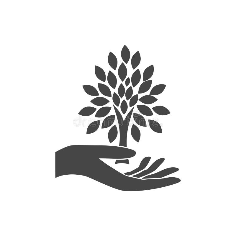 Hand with a Tree Symbol, Tree in Hand Icon Stock Illustration ...