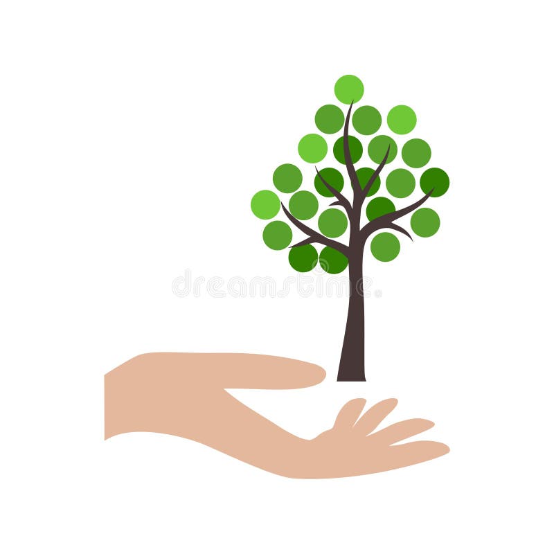 Hand with a Tree Symbol, Tree in Hand Stock Vector - Illustration of ...