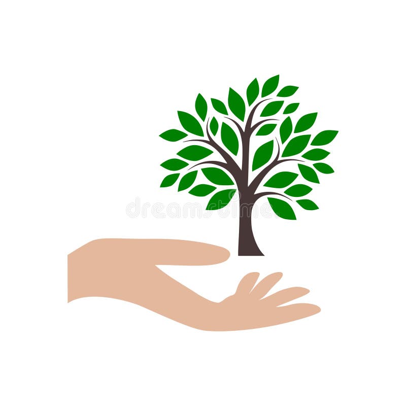 Hand with a Tree Symbol, Tree in Hand Stock Vector - Illustration of ...