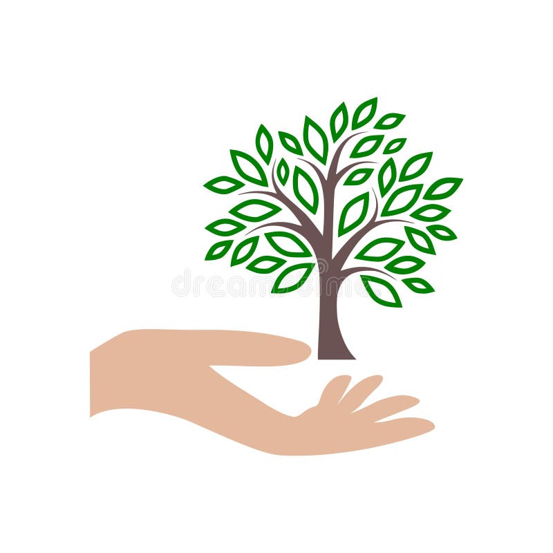 Hand with a Tree Symbol, Tree in Hand Stock Vector - Illustration of ...