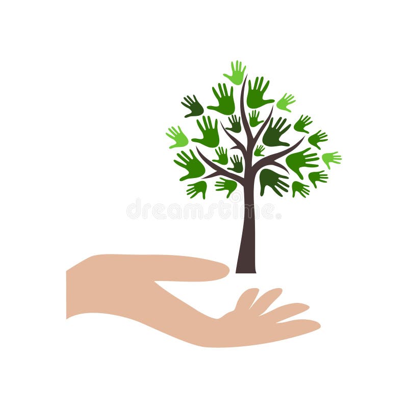 Hand with a Tree Symbol, Tree in Hand Stock Vector - Illustration of ...
