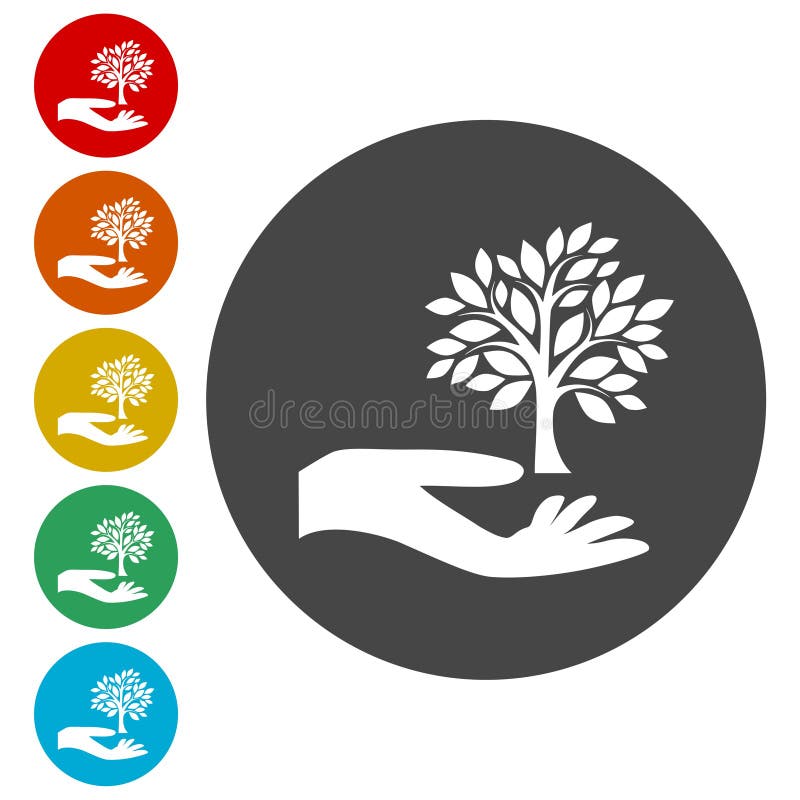 Hand with a Tree Symbol, Tree in Hand Stock Vector - Illustration of ...