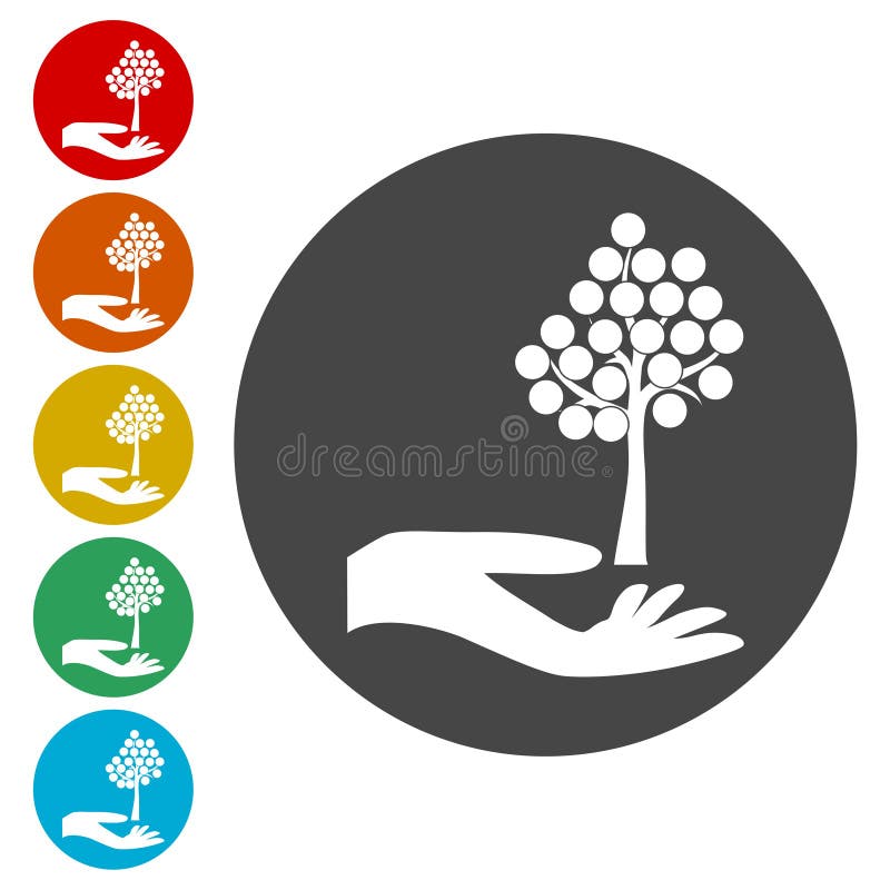 Hand with a Tree Symbol, Tree in Hand Stock Vector - Illustration of ...
