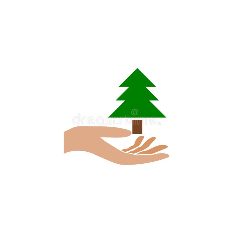 Hand with Tree Icon. Silhouette Tree Symbol Stock Vector - Illustration ...