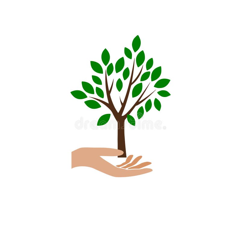 Hand with a Tree Symbol, Tree in Hand Icon Stock Illustration ...