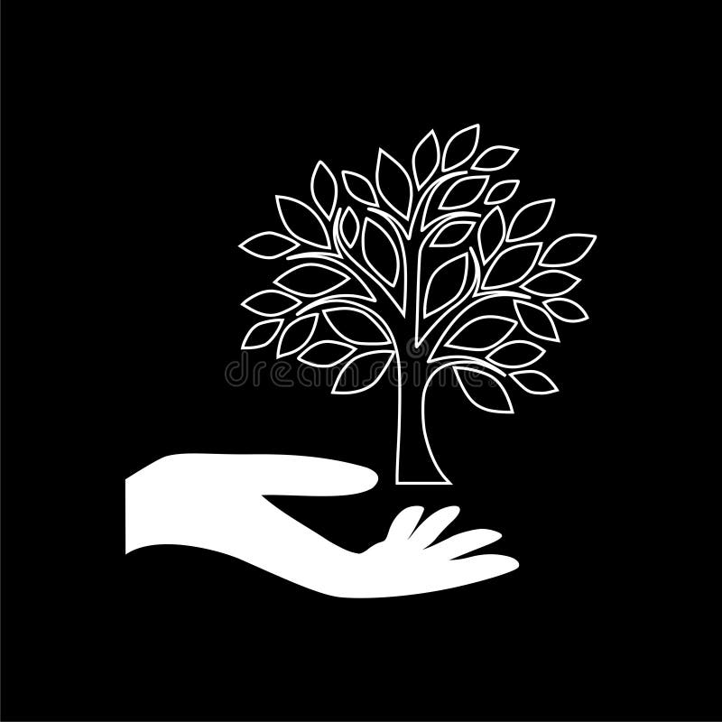 Hand with a Tree Symbol, Tree in Hand Stock Vector - Illustration of ...