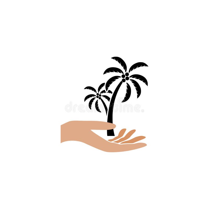 Hand with Tree Icon. Silhouette Tree Symbol Stock Vector - Illustration ...