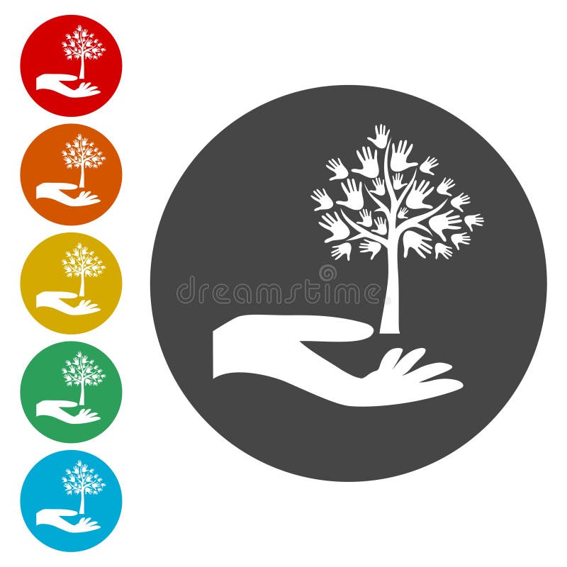 Hand with Tree Icon. Silhouette Tree Symbol Stock Vector - Illustration ...