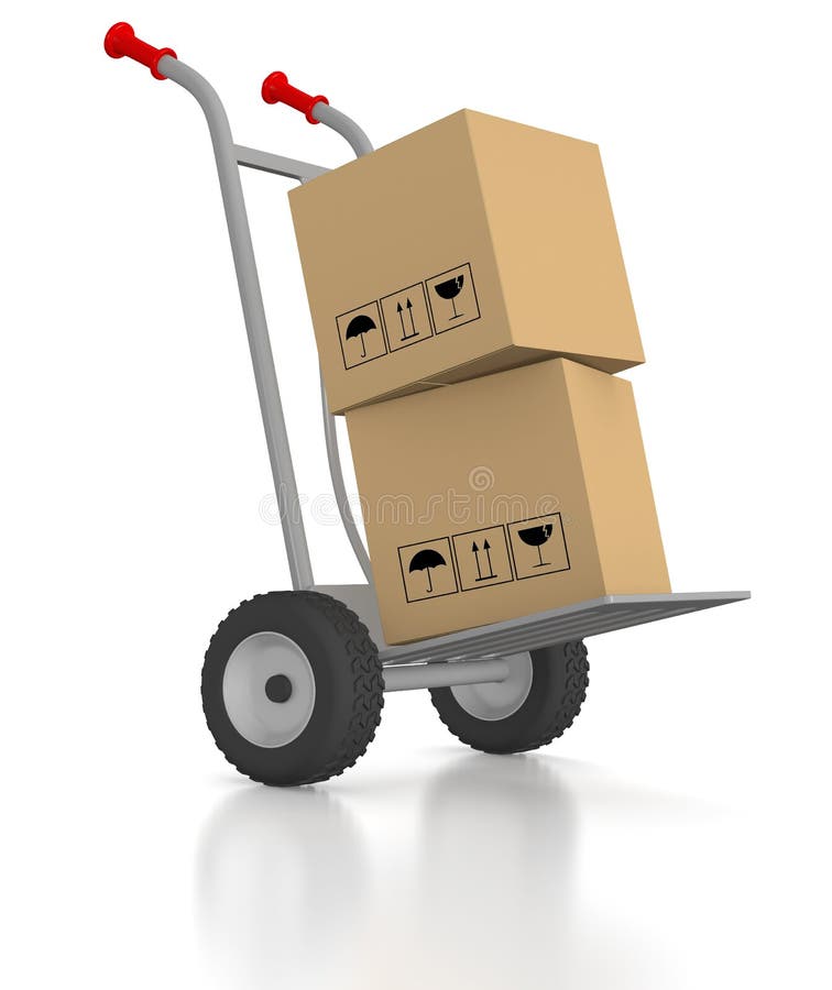 Hand Trolley with 2 Cardboard Boxes Stock Illustration - Illustration ...