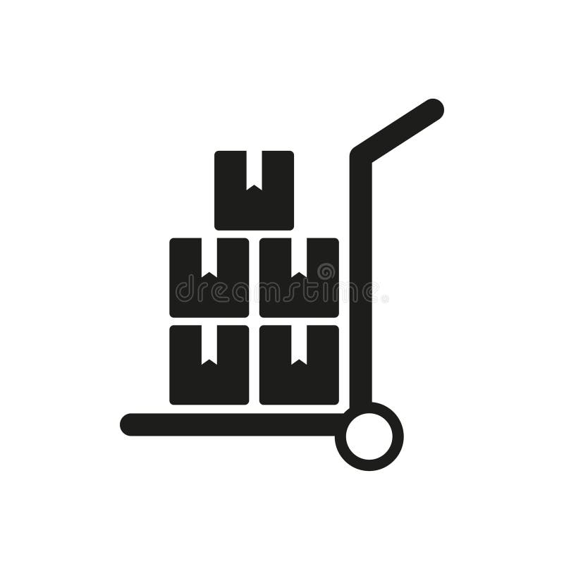 Hand Truck with Boxes. Delivery Service Icon. Black and White. Vector ...