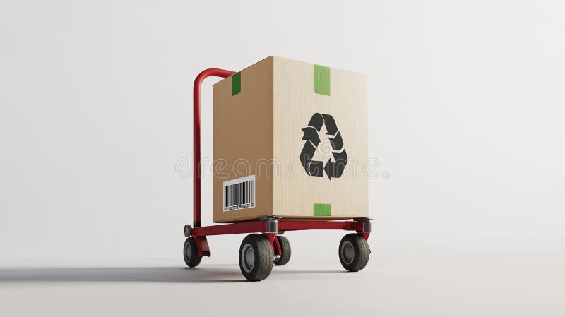 Hand Truck with a Cardboard Box on it on the Left Side of the Image ...