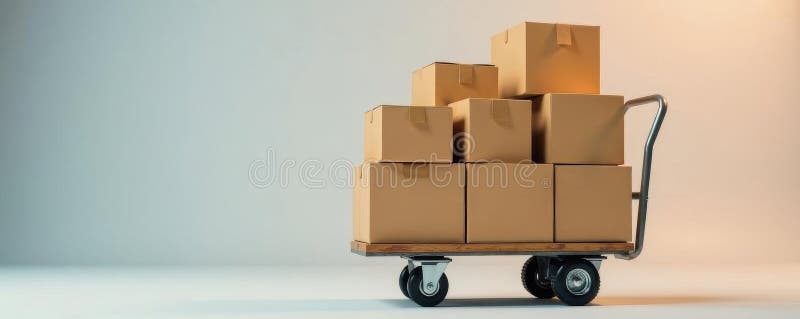 Hand Truck Overloaded with Various Cardboard Boxes , Shipping ...