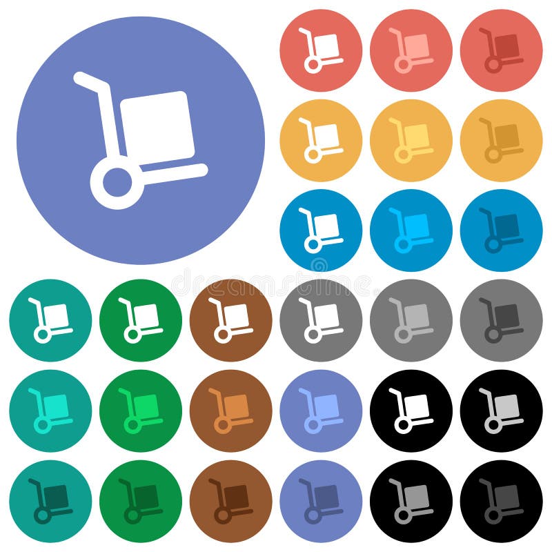 Hand Truck Round Flat Multi Colored Icons Stock Vector - Illustration ...