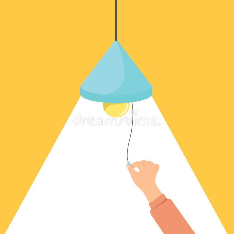 Hand Turn on the Lamp for Save Electricity Concept, Saving Enviroment ...