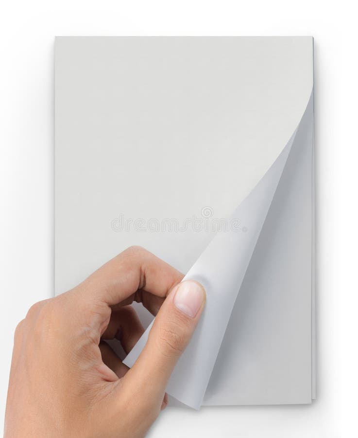Hand turn page of magazine stock photo. Image of open - 18900804