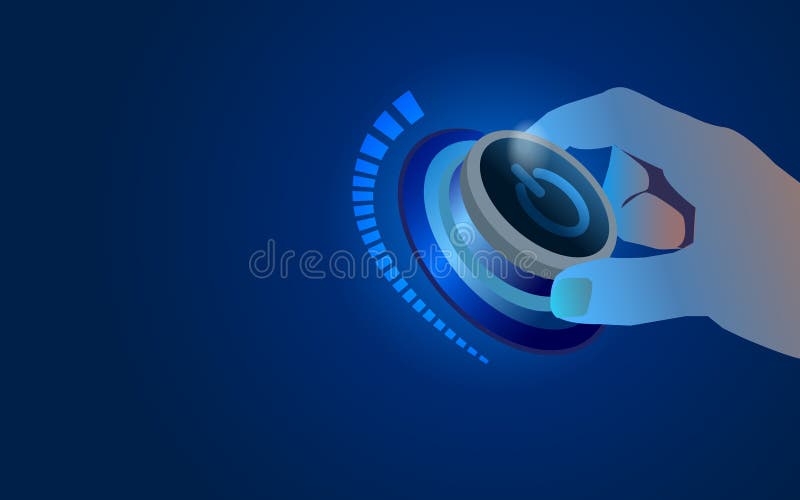 Hand is Turn on the Start Button. Concept of Start Up and Technology ...