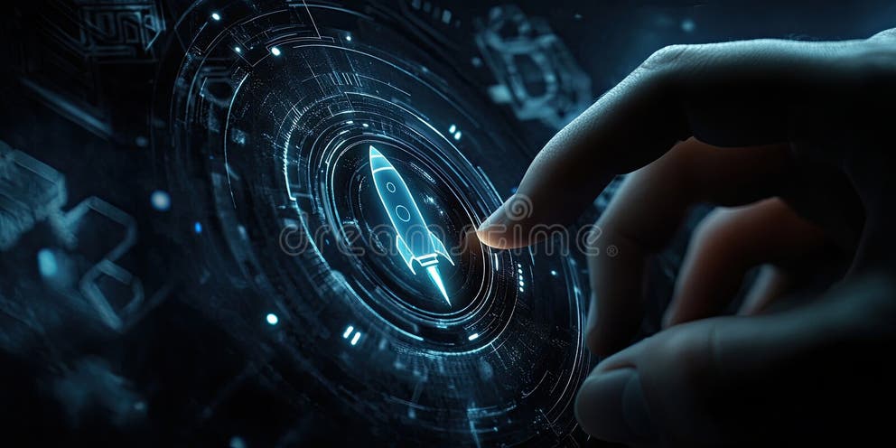 A Hand Turning a Button Featuring a Rocket Icon, Symbolizing Maximum ...