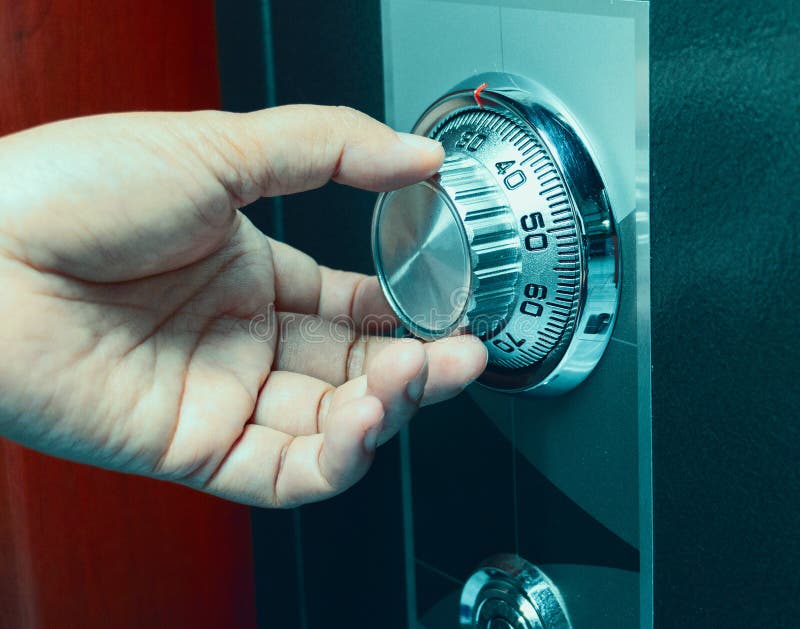 Hand Turning Code Number on Safe Box Stock Photo - Image of number ...